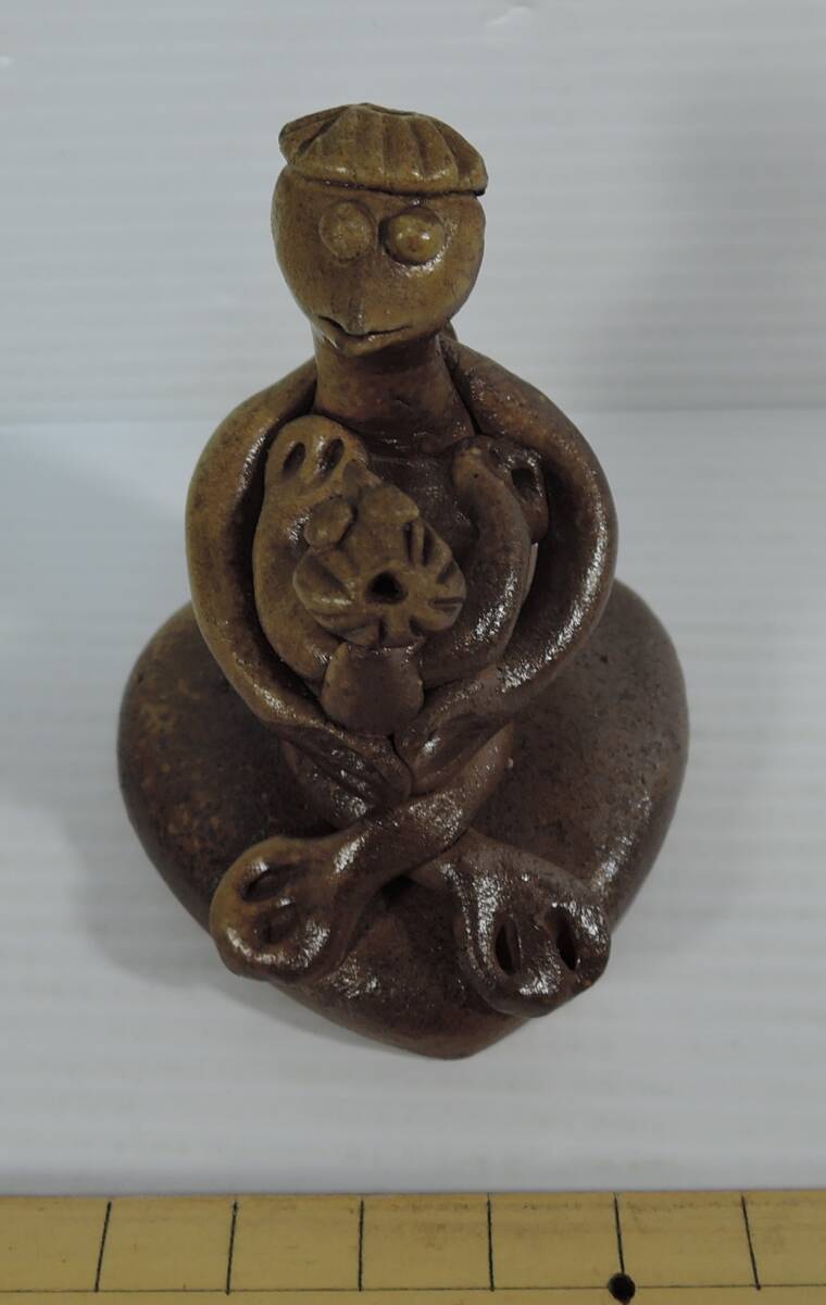 Yahoo!オークション - 17K 備前焼 河童・カッパ 母子 置物 高さ67mm
