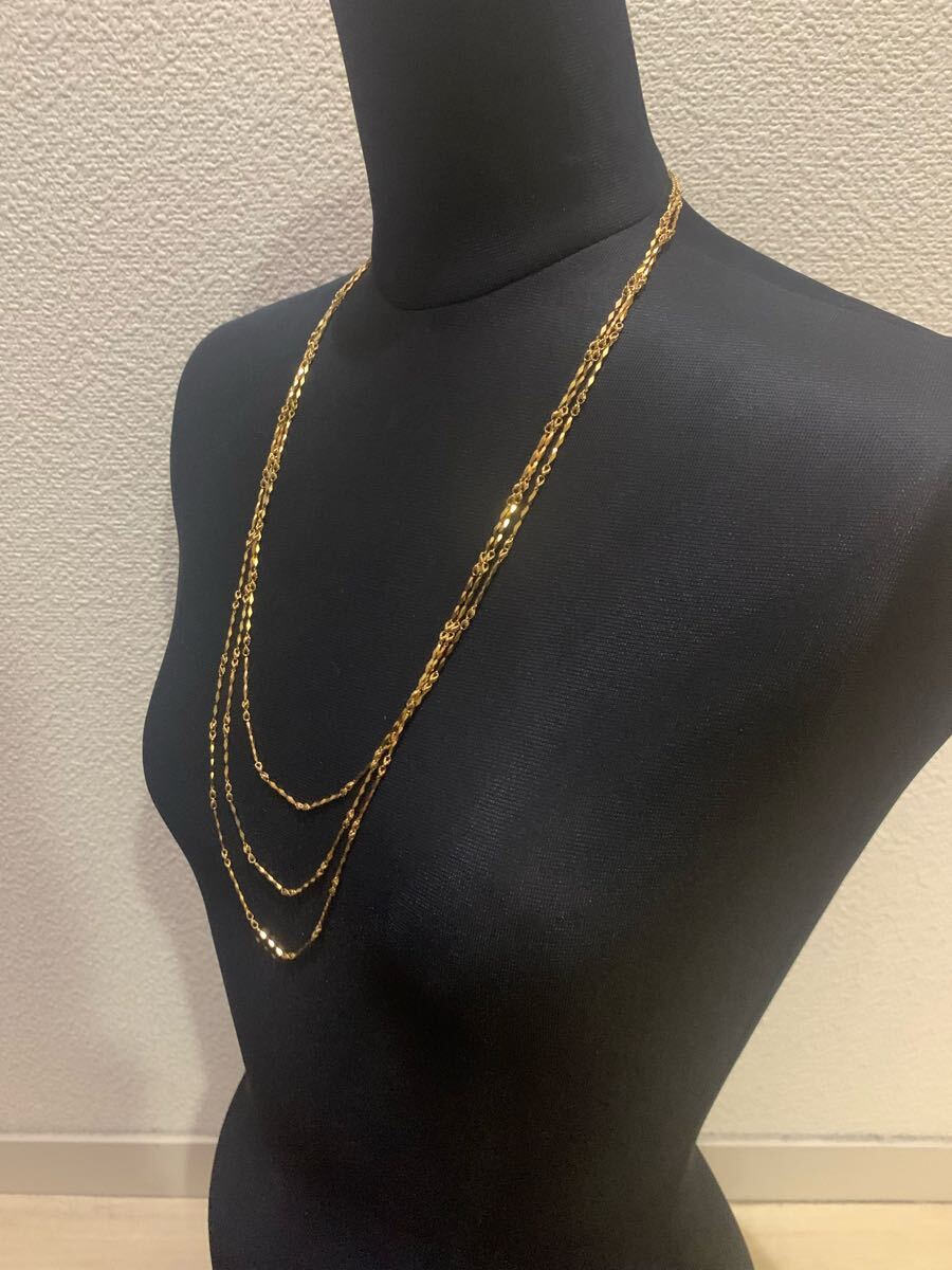 Yahoo!オークション - ゴールドネックレスk18 3連切り子ネックレス 造...