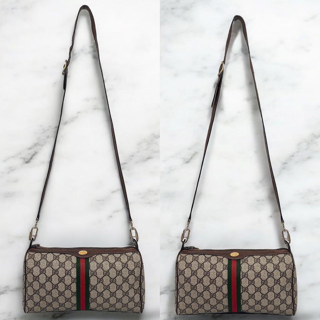 極美品】GUCCI シェリーライン 金ロゴ ショルダーバッグ GG柄 極美品】GUCCI シェリーライン 金ロゴ ショルダーバッグ GG柄