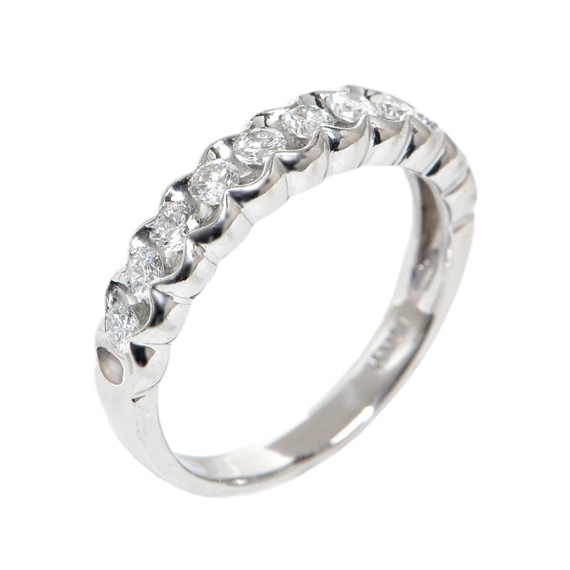 Yahoo!オークション - 0.7ct天然ダイヤモンドリング 18号 Pt900 ハーフ...