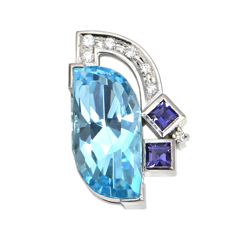 Yahoo!オークション - タサキ 8.58ct天然ブルートパーズペンダントトッ...