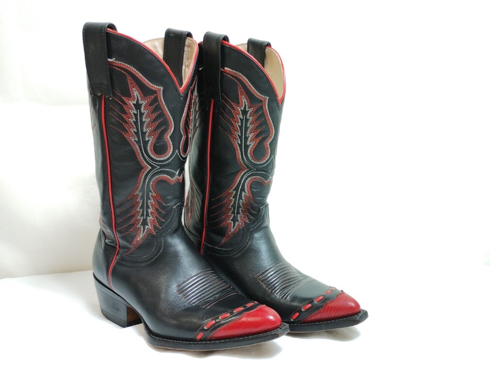 Yahoo!オークション - Jalisco 刺繍 ウエスタンブーツ レザー メキシコ...