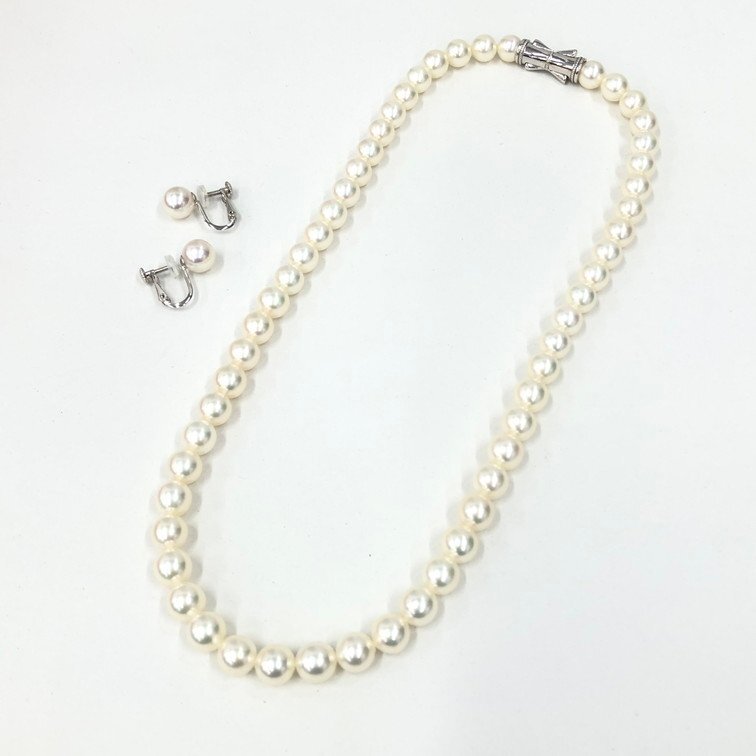 Yahoo!オークション - TASAKI タサキ SV/K18WG 真珠 ネックレス イヤリ...