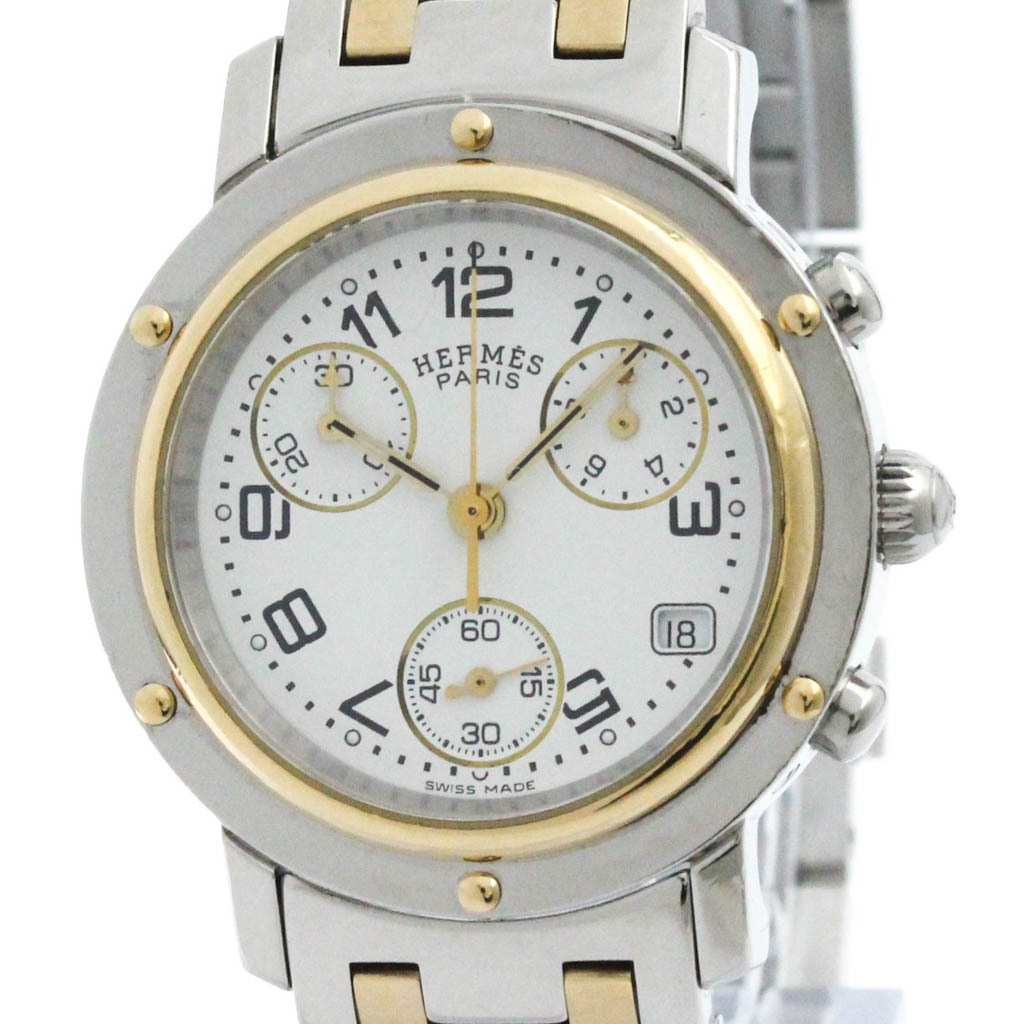Yahoo!オークション - エルメス クリッパー クロノグラフ ゴールドプレ...