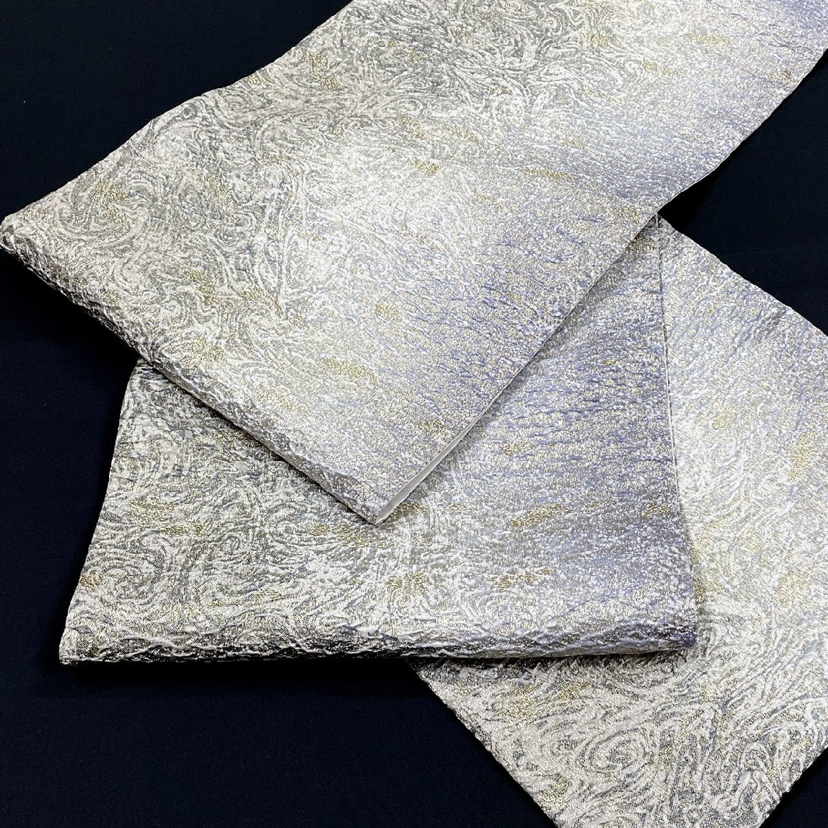 Yahoo!オークション - 着物月花 膨れ織 墨流し文様 袋帯 全通柄 正絹 ...