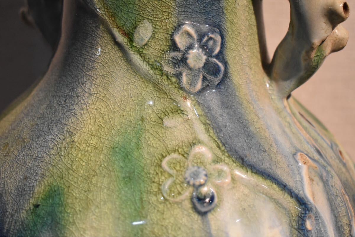 日本代購代標第一品牌【樂淘letao】－【GE】M471【コレクター所蔵品】時代 中国緑釉花瓶/中国古玩 中国美術 花入 壺 骨董品 時代品 美術品 古美術品