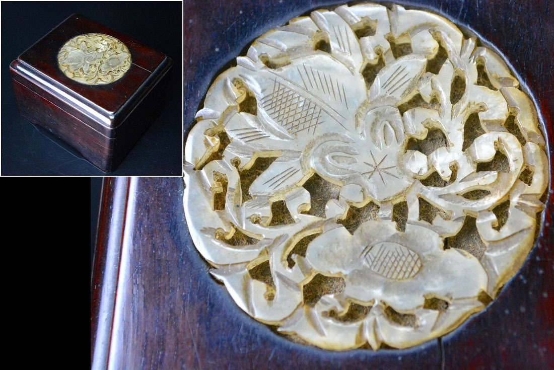 Yahoo!オークション - 白玉入 唐木箱 砡 重さ216g 中国古玩 時代 検)...