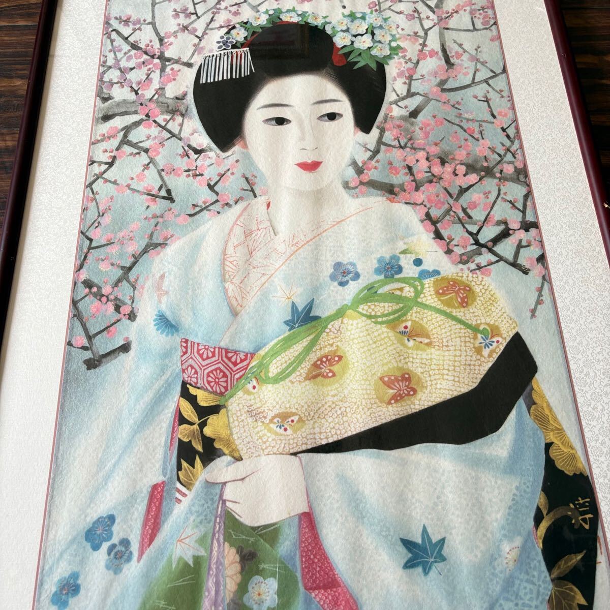 中尾淳 舞妓 日本画 真作 額装 師/山口華揚 無所属美人画巨匠 中尾淳 舞妓 日本画 真作 額装 師/山口華揚 無所属美人画巨匠