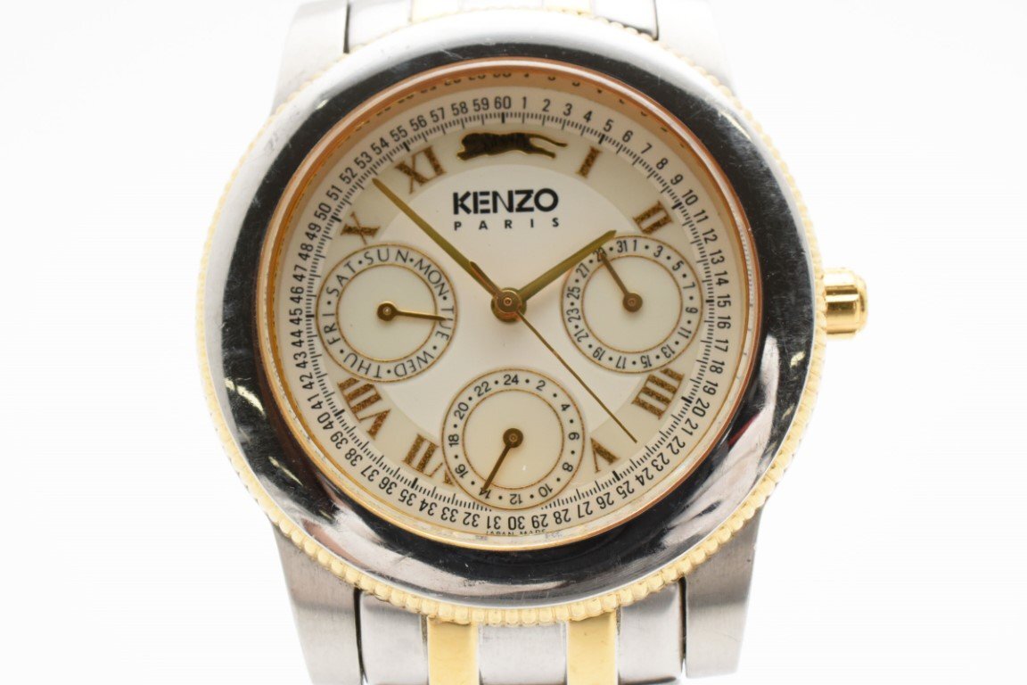 ケンゾー KN-2605 ラウンド ホワイト ゴールド カレンダー コンビ クォーツ QUARTZ ブランド メンズ 腕時計 KENZO(3針＋カレンダー)｜売買されたオークション情報 ...