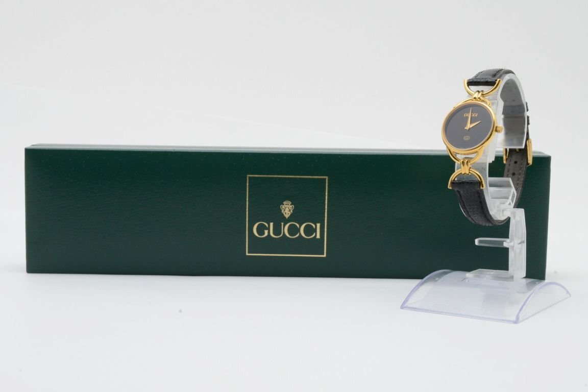 Yahoo!オークション - 箱付き グッチ 6000L ラウンド ゴールド 黒文字...