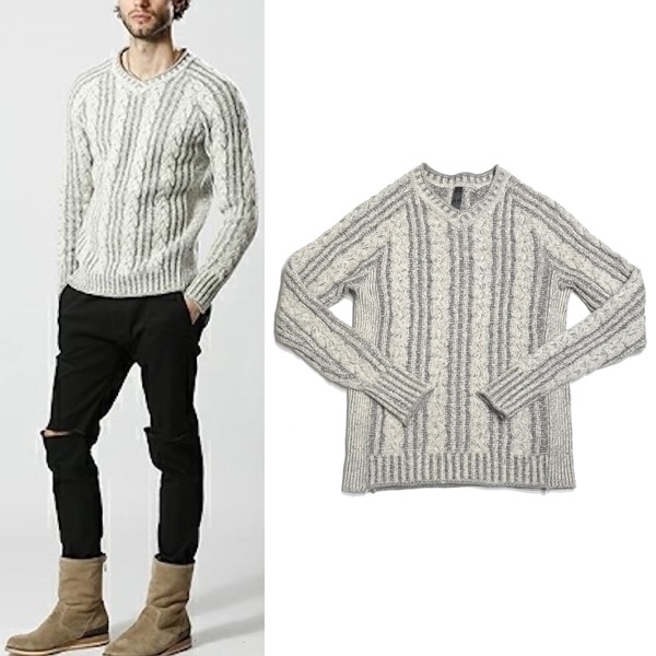 Yahoo!オークション - 数回着3.1万 wjk plating cable knit V/N ケーブ...