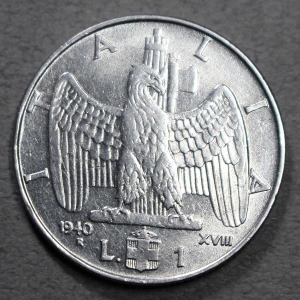 Yahoo!オークション - イタリア 1940年 1リラ硬貨 ヴィットリオ・エマ...