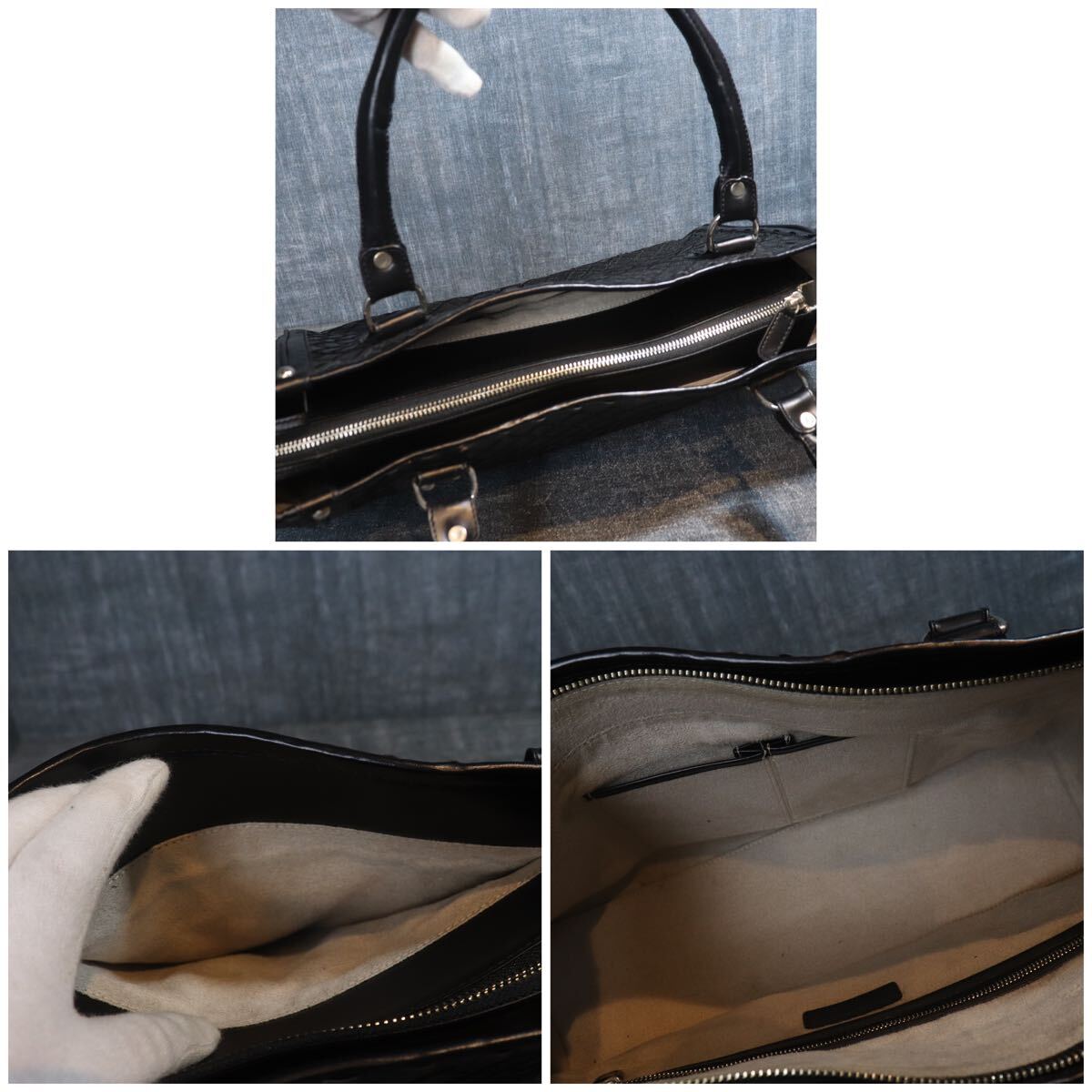 Yahoo!オークション - 1円スタート クロコダイル A4可 トートバッグ ...