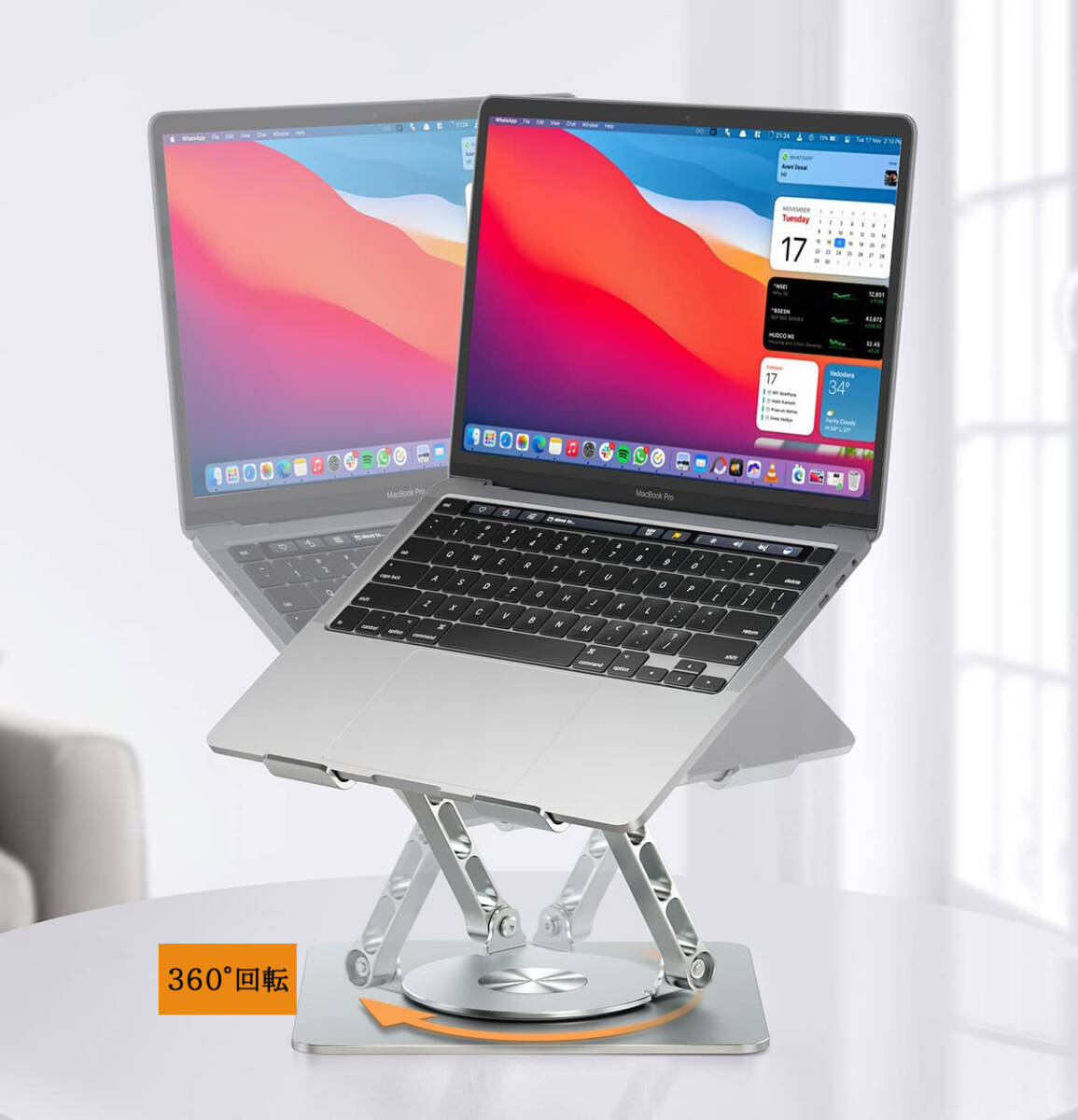 Yahoo!オークション - パソコン タブレット スタンド 360°回転 折り畳...