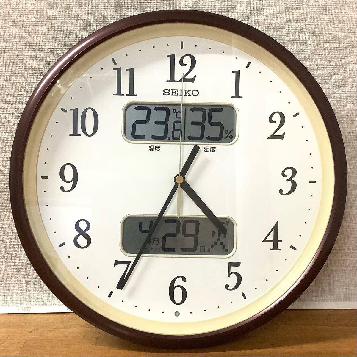 Yahoo!オークション - 【動作品】SEIKO セイコー 電波掛時計 KX348B 茶...