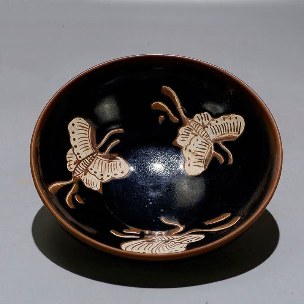 Yahoo!オークション - J998 旧家収蔵 【宋吉州窯手工剔花ちょう碗】 置...