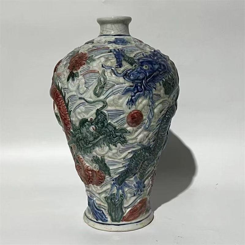 Yahoo!オークション - J138 旧家収蔵 【白滸孤窯双龍紋梅瓶】 置物 iPZ