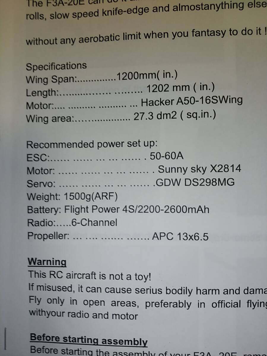 Yahoo!オークション - ラジコン1 F3Aニュースターライトメカ付き完成機...