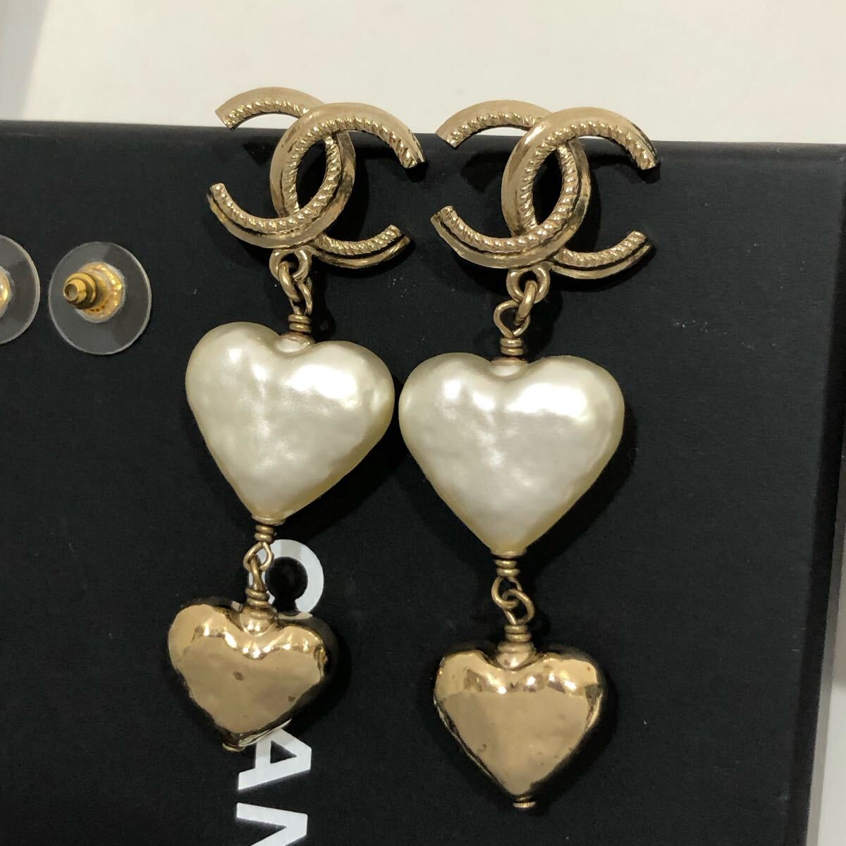 Yahoo!オークション - シャネル パール ピアス B22C ハート ココマーク...