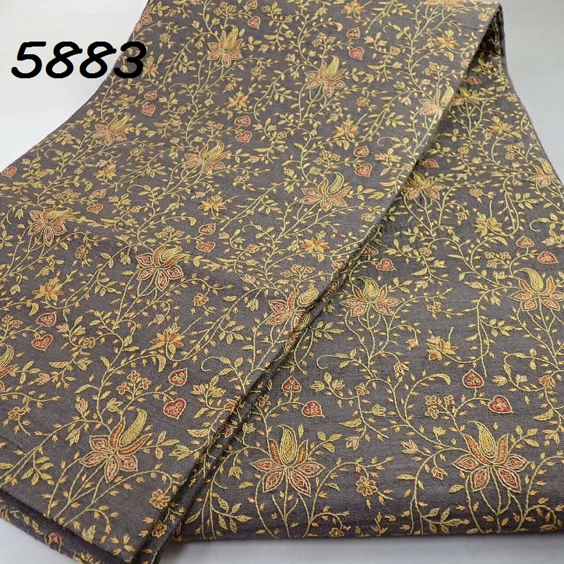 Yahoo!オークション - TA-5883 総刺繍 ムガシルク 袋帯 六通 草花文様...