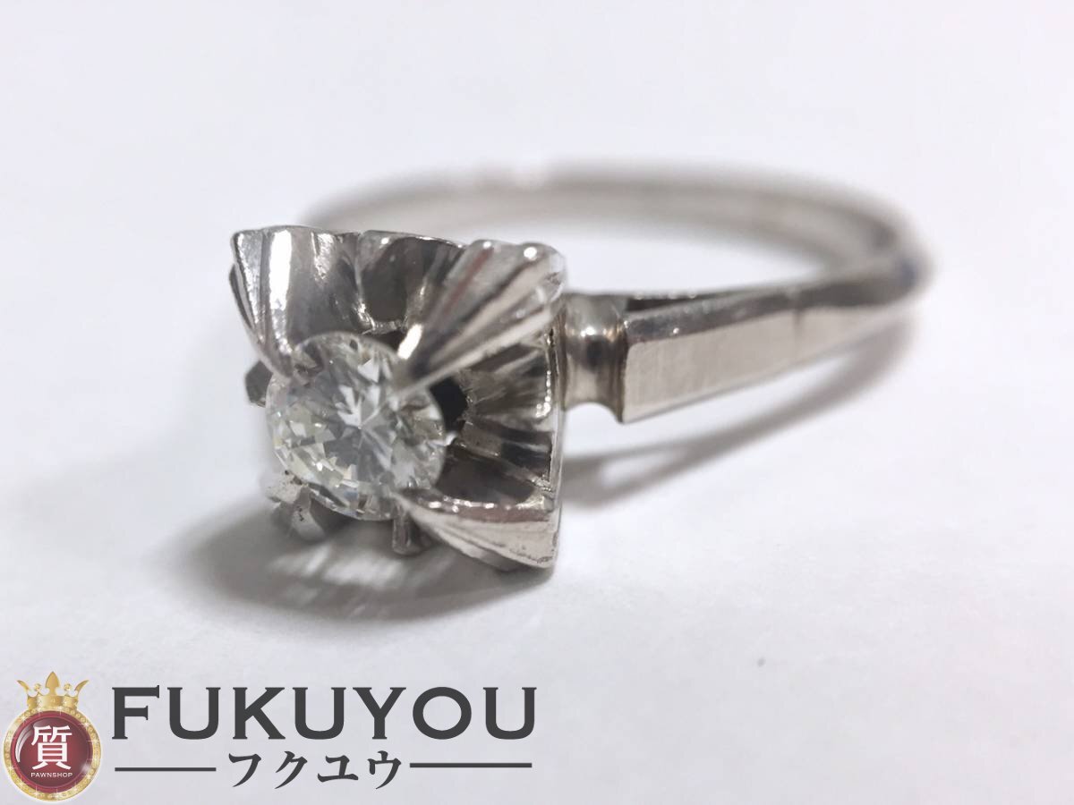 Yahoo!オークション - Pt850 ダイヤモンド 0.31ct付 プラチナデザイン...