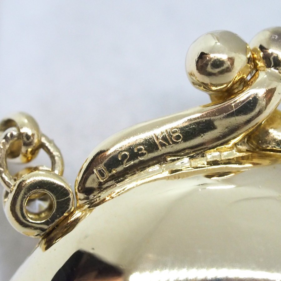 Yahoo!オークション - K18 メレダイヤモンド0.23ct がまぐちモチーフト...