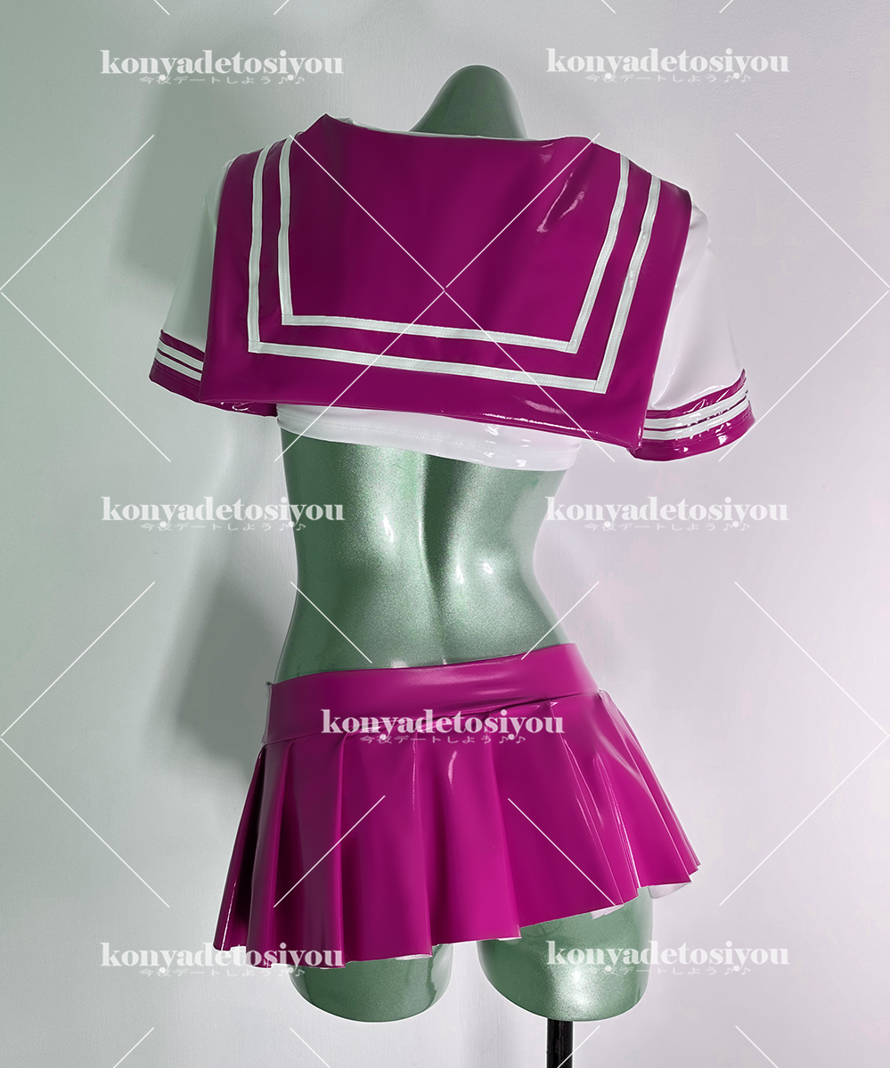 Yahoo!オークション - 24071白＆バラ 超光沢 可愛いセーラー風トップス...