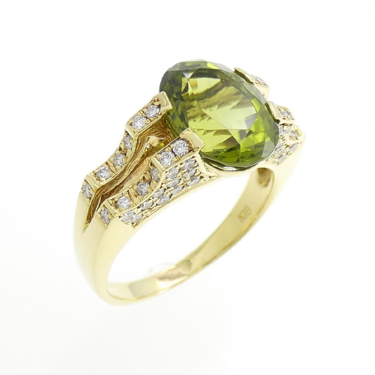 Yahoo!オークション - K18YG ペリドット リング 3.84CT