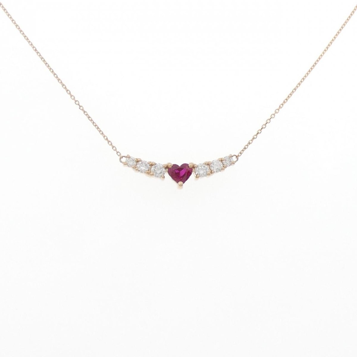 Yahoo!オークション - K18PG ハート ルビー ネックレス 0.44CT