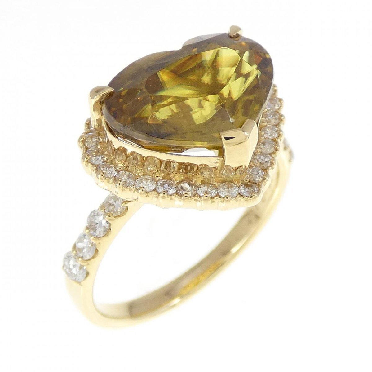 Yahoo!オークション - K18YG ハート スフェーン リング 4.21CT