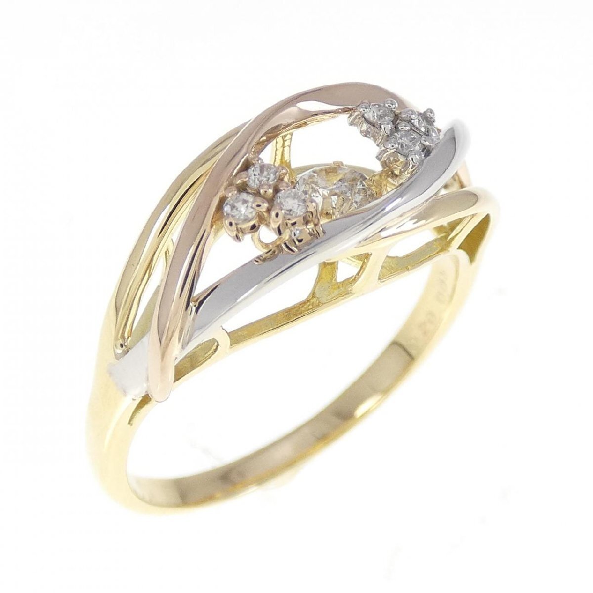 Yahoo!オークション - K18YG/PT/K18PG ダイヤモンド リング 0.20CT
