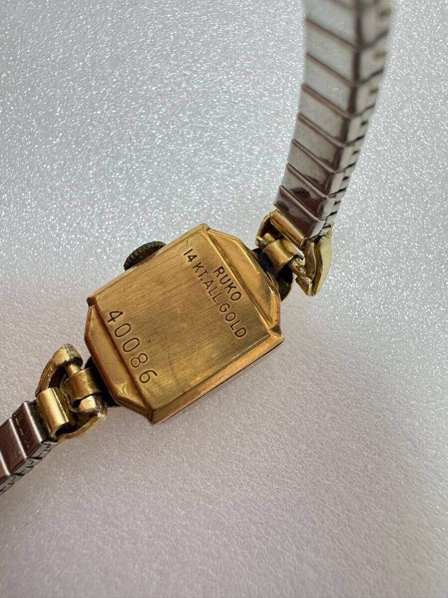 Yahoo!オークション - 1円スタート 14KT ALL GOLD 14金 K14 RUKO 腕時...