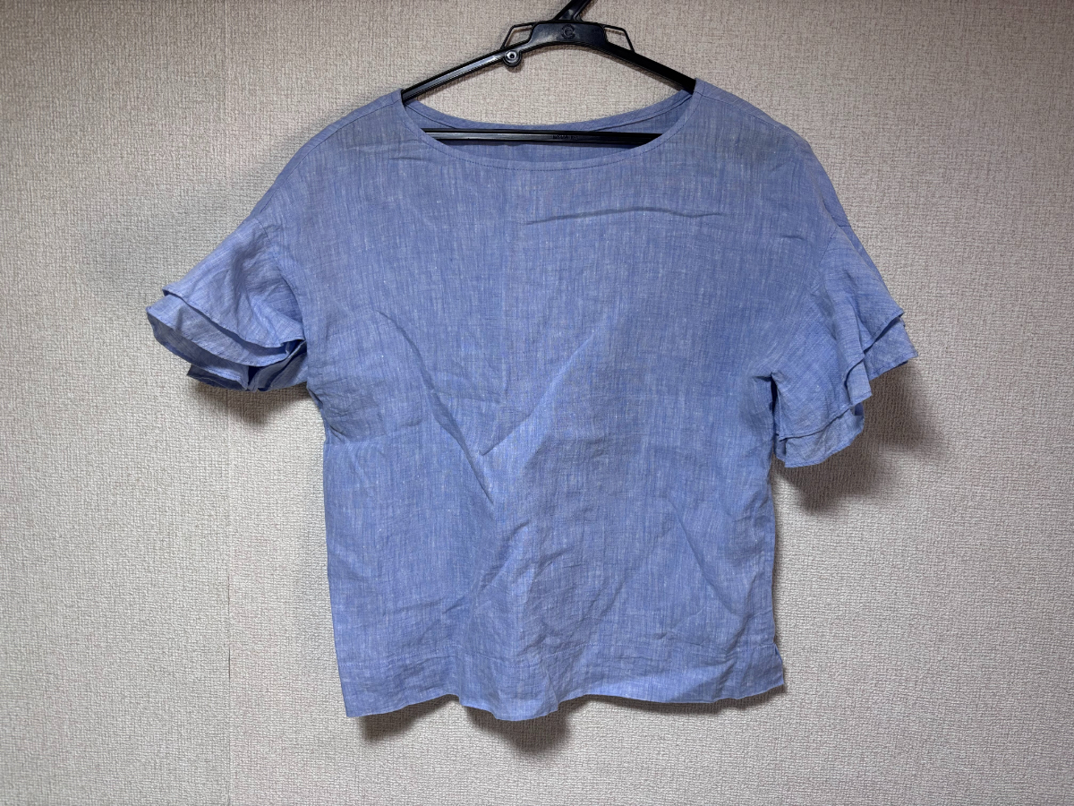 Yahoo!オークション - d3836 ヌーク NOUQUEリネンブラウス38ブルー