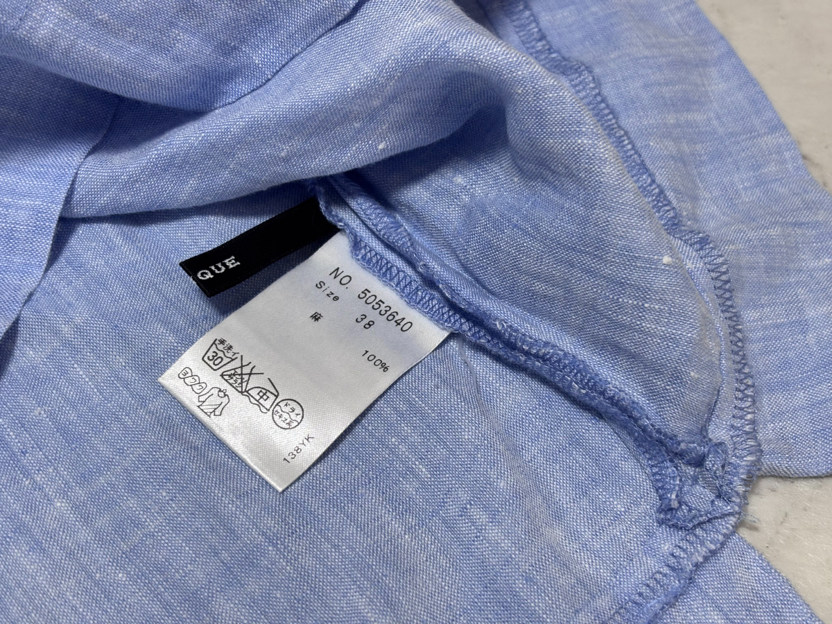 Yahoo!オークション - d3836 ヌーク NOUQUEリネンブラウス38ブルー