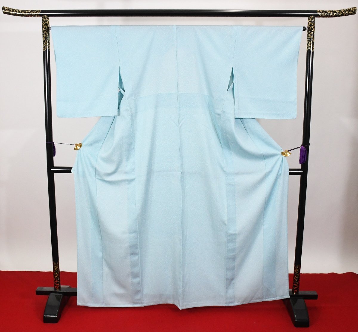 Yahoo!オークション - 小紋 着物 秋草 花 水色 単衣 身丈158cm 裄丈66c...