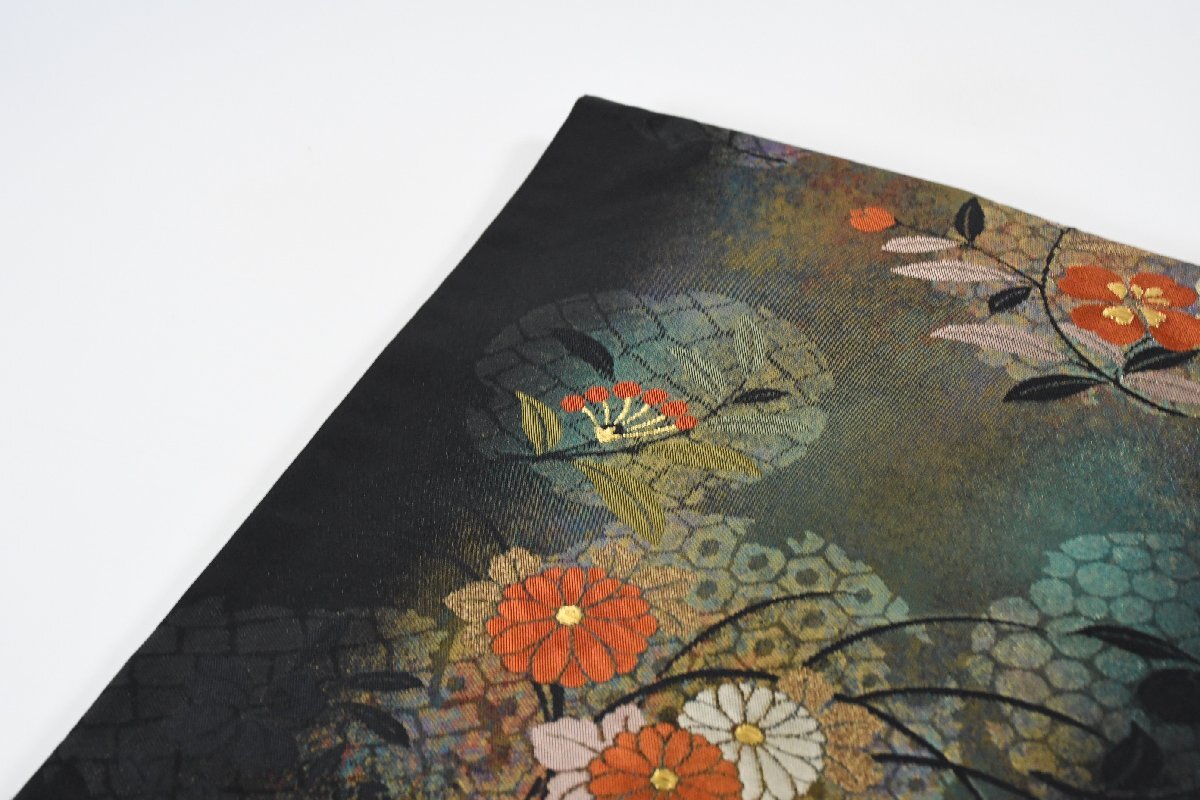 Yahoo!オークション - 名古屋帯 長谷川織物 箔 花 暈し 帯丈358cm 着物...