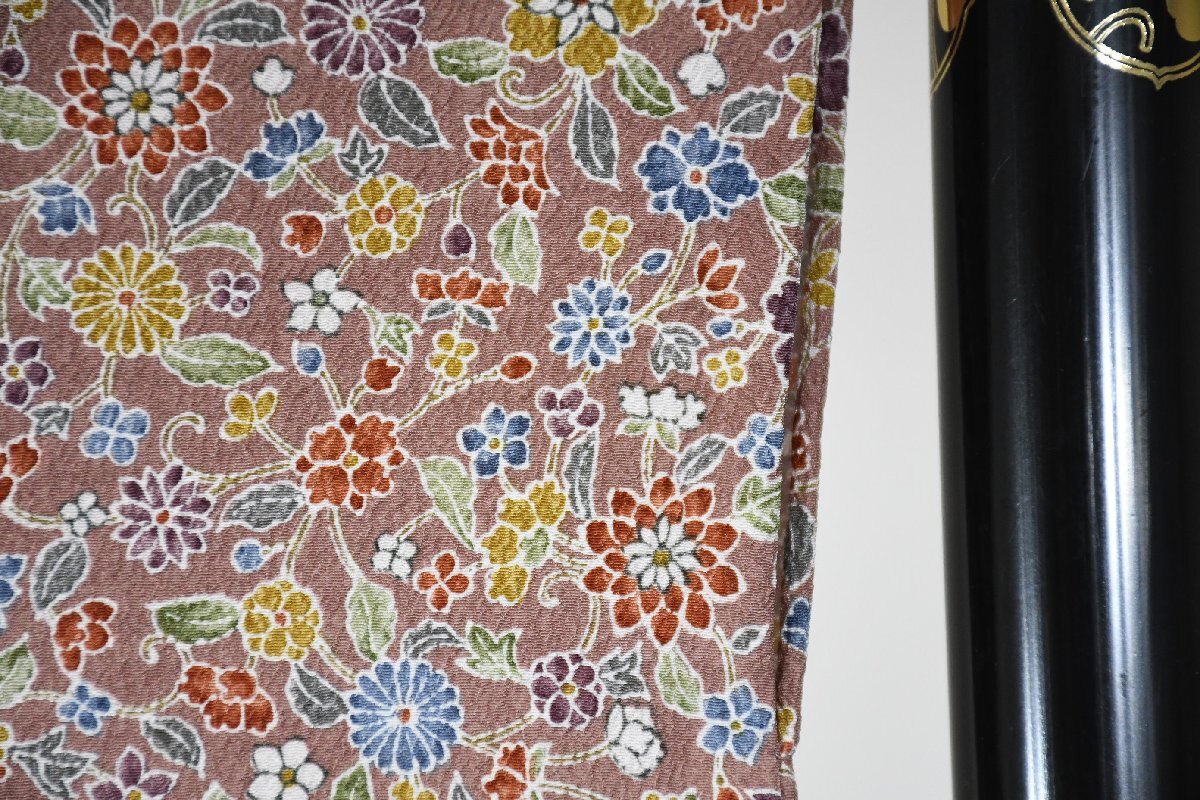 Yahoo!オークション - 小紋 着物 単衣 花 草花 化繊 身丈157cm 裄丈68c...