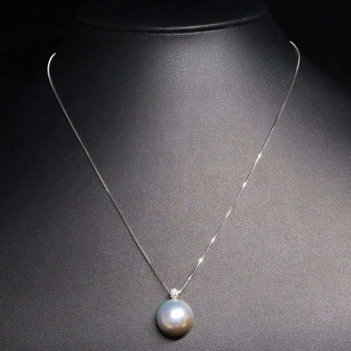 K18WG 0.09ct TASAKI 田崎真珠 天然ダイヤモンド/マベパールネックレス A 約4.8g 約44.0cm diamond necklace jewelry EC6/EC6 ...