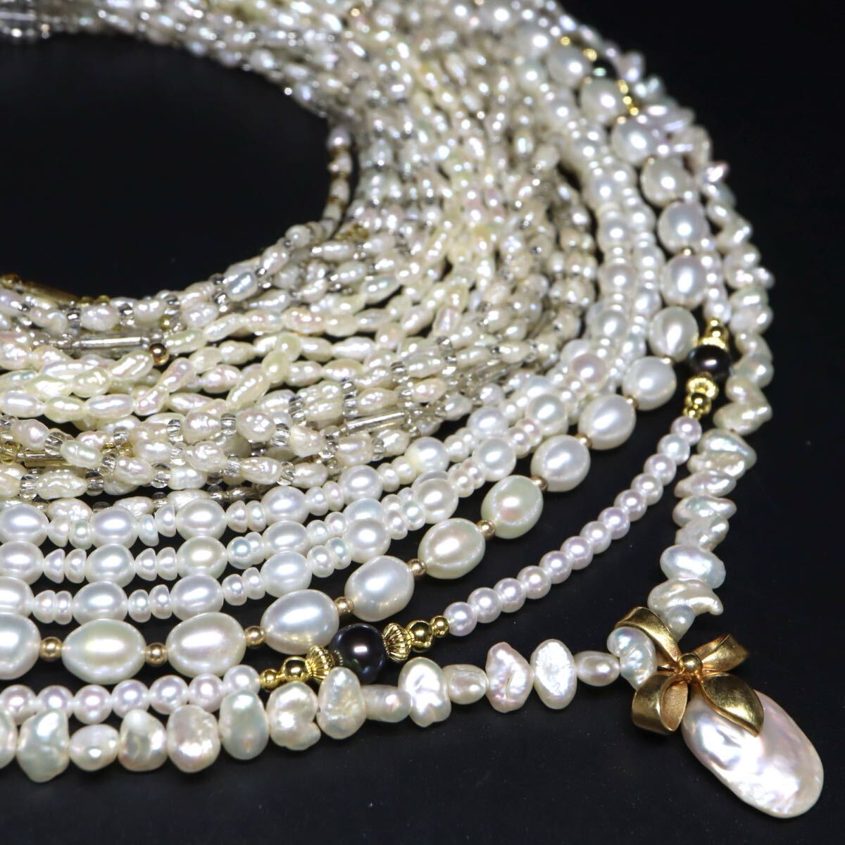 セット売り K18入り 大量 本真珠ネックレス6点/ブレスレットおまとめ A 約154.7g pearl パール necklace jewelry EB1/EB3 A301(真珠)｜売買された ...