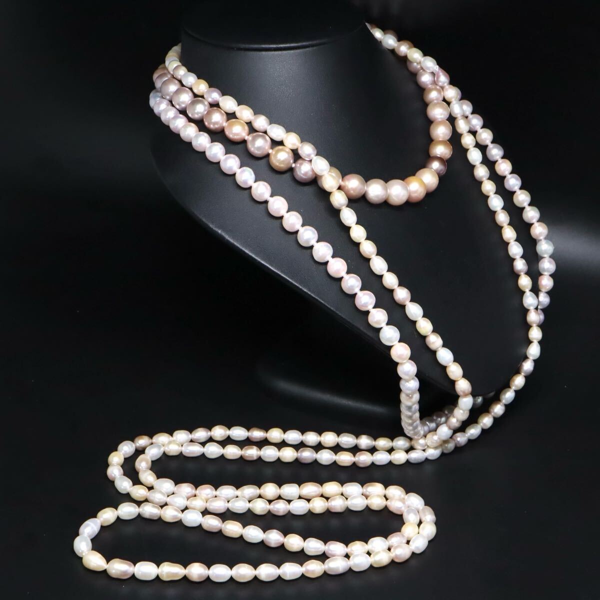 セット売り 本真珠ネックレス1点&ロングネックレス2点おまとめ M 約249.8g pearl パール necklace jewelry ピンク系 DC5/DH0- A468(その他)｜売買さ ...