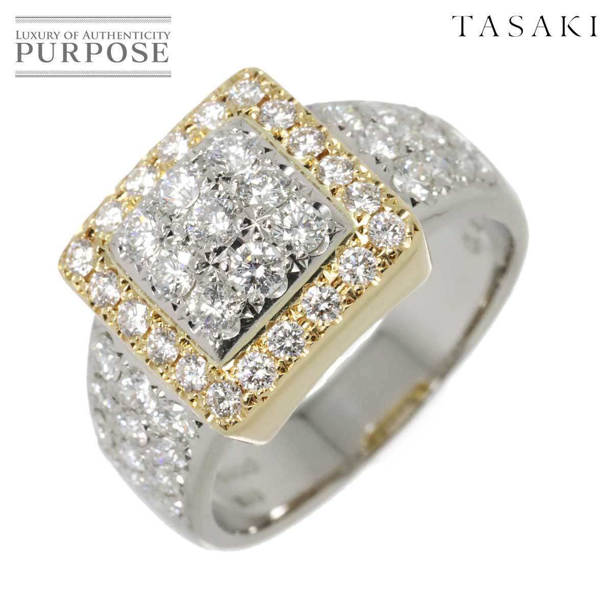 Yahoo!オークション - タサキ TASAKI 12号 リング ダイヤ 0.97ct K18 Y...