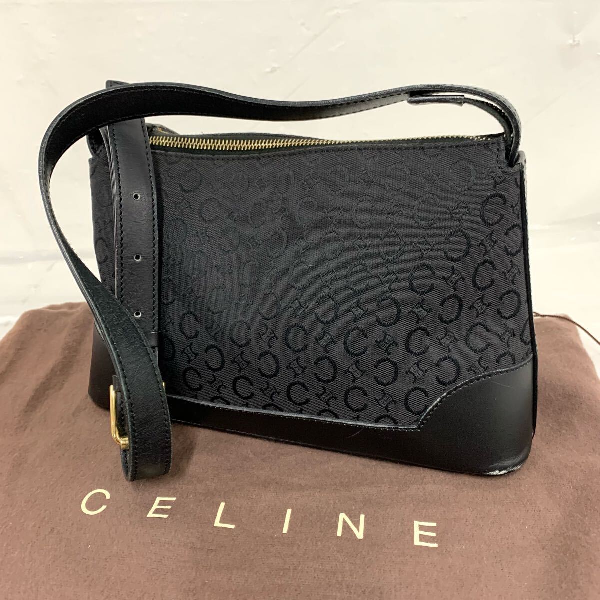Yahoo!オークション - CELINE ショルダーバッグ キャンバス BLK 総柄 M...