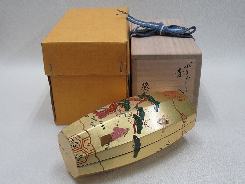 Yahoo!オークション - D1097 北村葵春 金塗 高砂蒔絵 ぶりぶり香合 合...