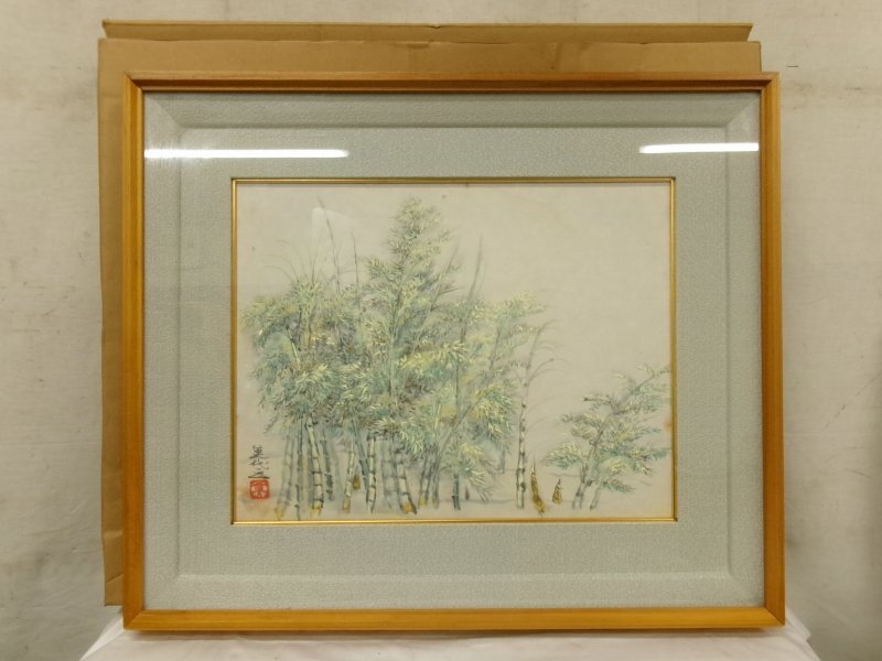 Yahoo!オークション - E3397 加藤美代三 1 「春 竹林」 肉筆紙本 F6 額...