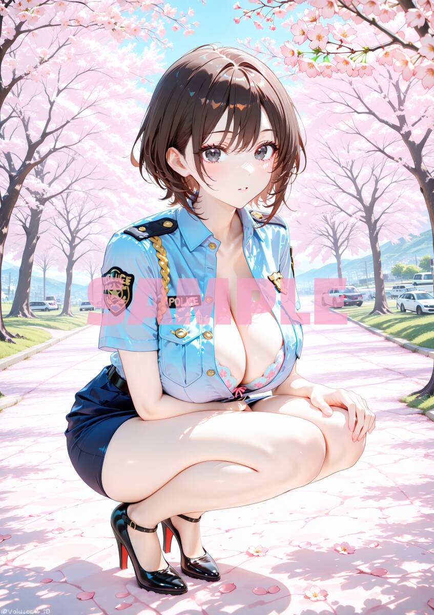 Yahoo!オークション - 00113 巨乳 爆乳 ミニスカ ポリス グラビア 美女...