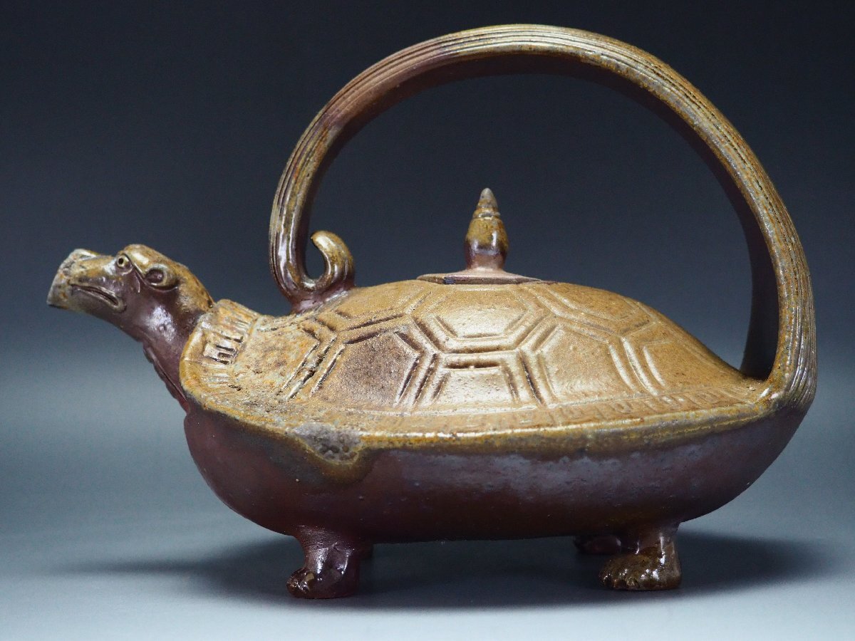 治】『小山一草』作 備前亀酒器☆共箱 幅 20cm 玄武 備前焼 治】『小山一草』作 備前亀酒器☆共箱 幅 20cm 玄武 備前焼