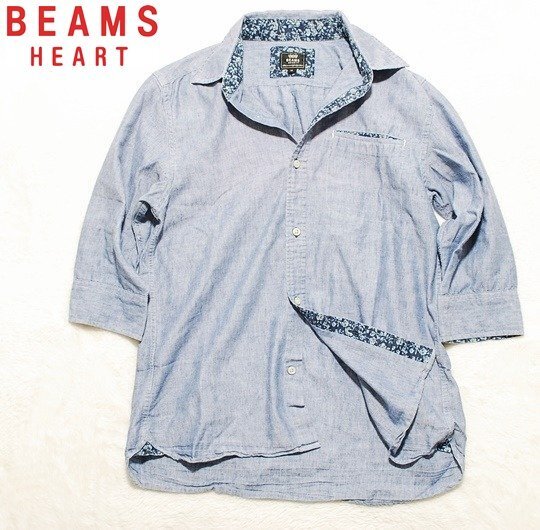 Yahoo!オークション - V63 BEAMSビームスハート Mサイズ麻混シャツジャ...
