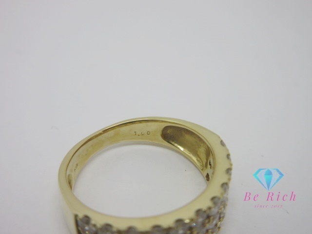 Yahoo!オークション - K18 YG ダイヤモンド 1.00ct 付 パヴェ リング ...