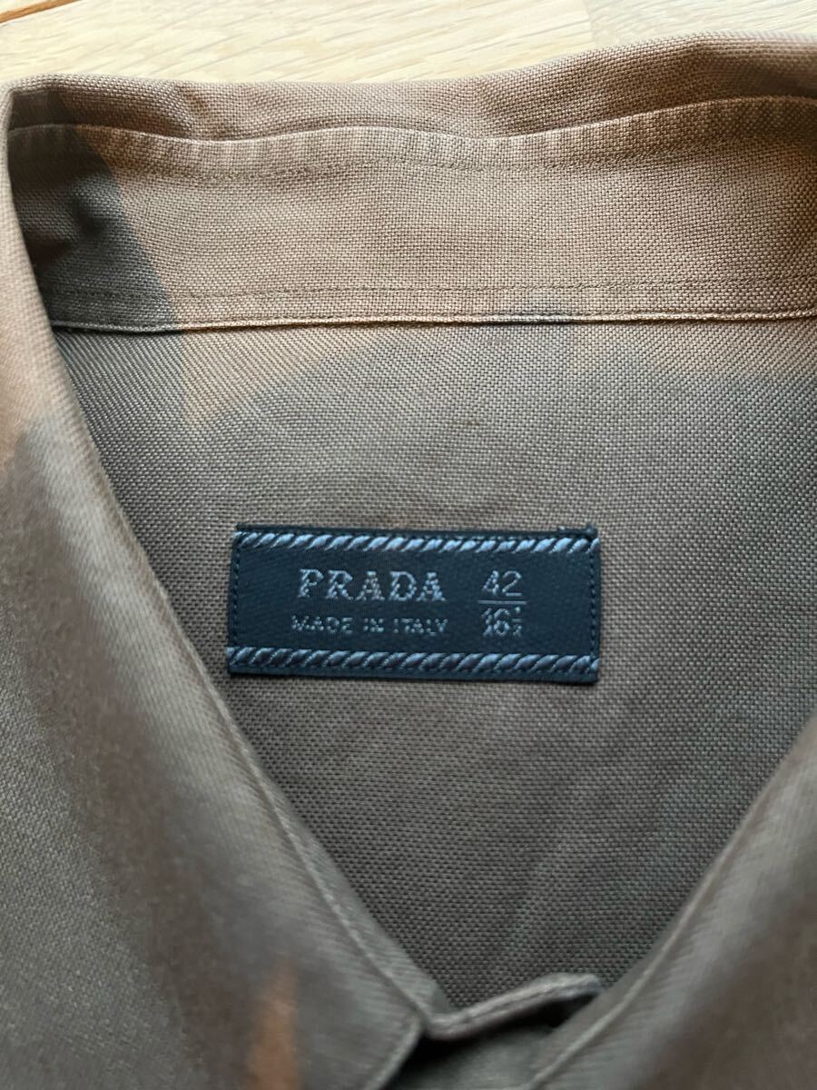 Yahoo!オークション - PRADA プラダ ブラウン 長袖シャツ 42