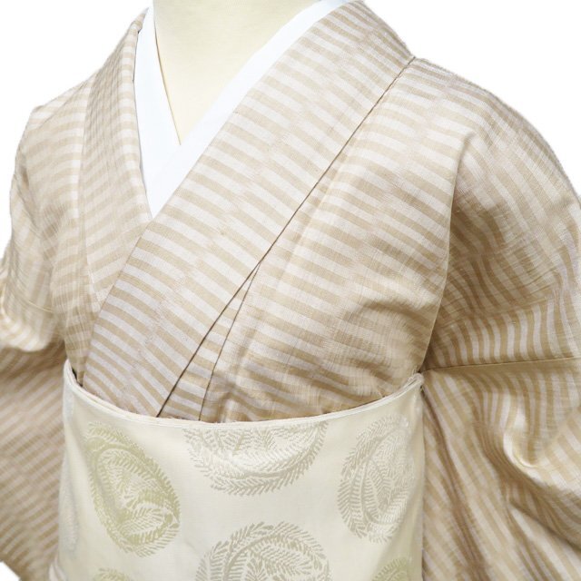 Yahoo!オークション - 特選 紬地 着物 中古 正絹 袷 カジュアル 横縞模...